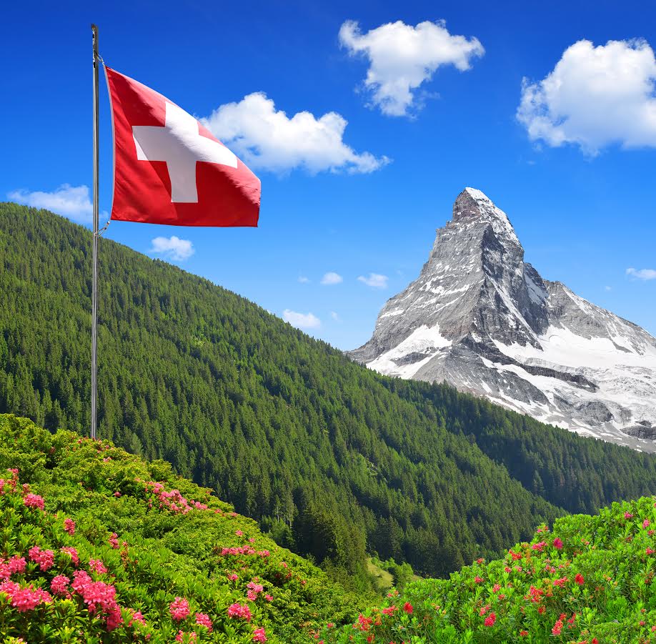 Matterhorn with Swiss flag - Swiss alps - Holls Chocolate
